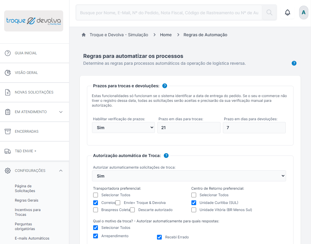 Gestão de logística reversa para e-commerce - Troque & Devolva